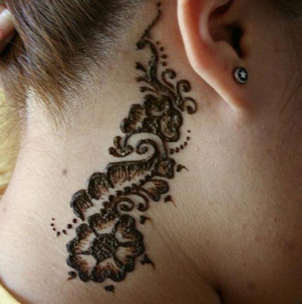 Henna Mehndi tattoo designs idea for Neck - Tattoos Ideas